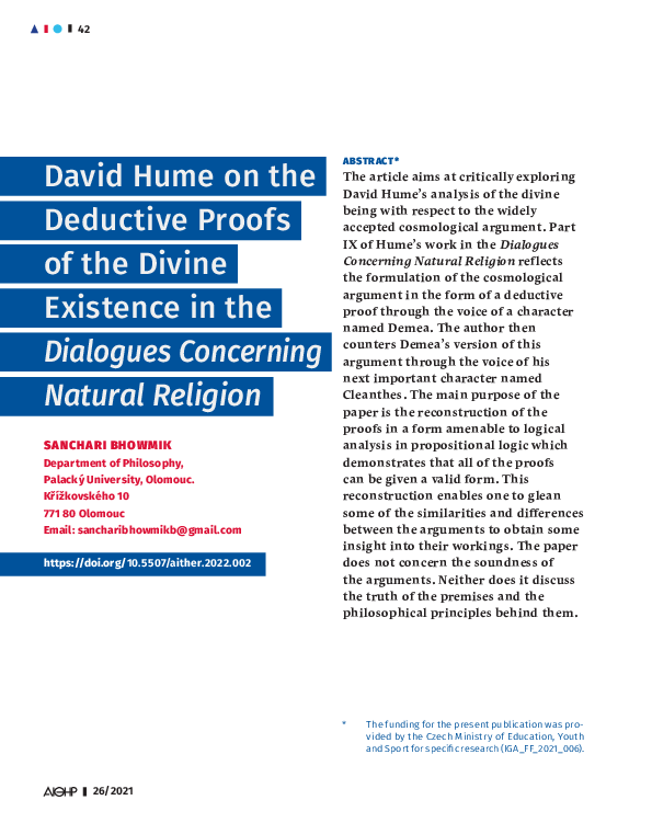 (PDF) David Hume on the Deductive Proofs of the Divine Existence in the Dialogues Concerning ...