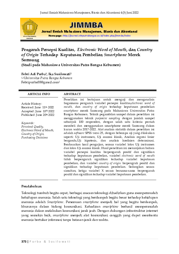(PDF) Pengaruh Persepsi Kualitas, Electronic Word of Mouth, dan Country ...