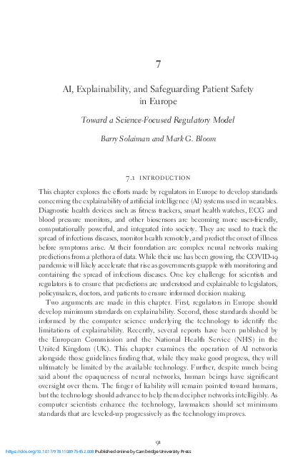 (PDF) AI, Explainability, and Safeguarding Patient Safety in Europe