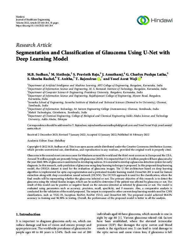 Pdf Segmentation And Classification Of Glaucoma Using U Net With Deep