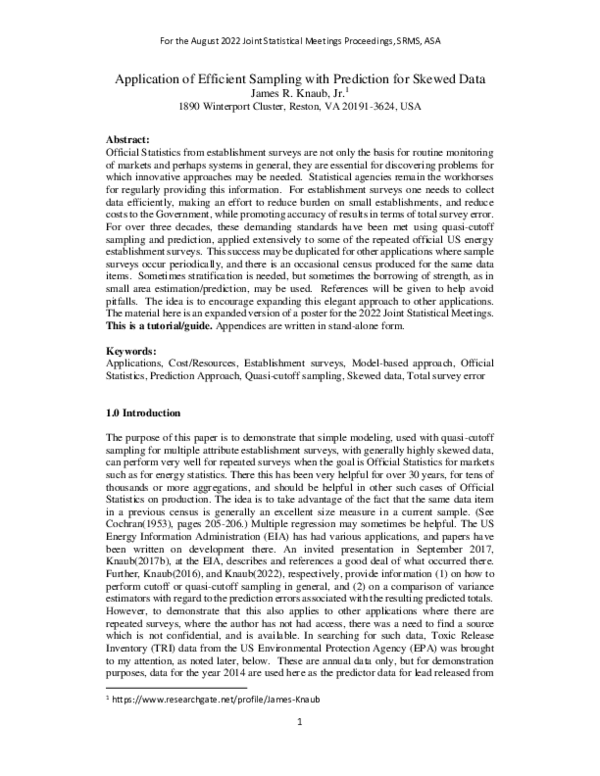 (PDF) Application of Efficient Sampling with Prediction for Skewed Data