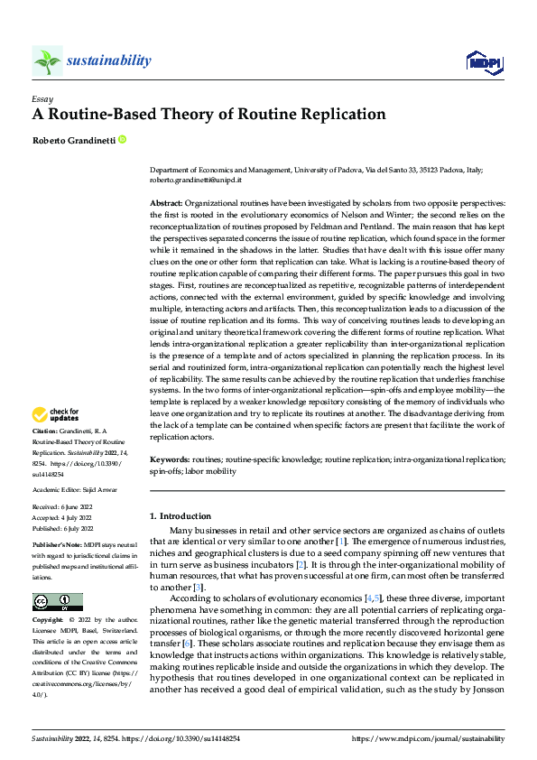 (PDF) A Routine-Based Theory of Routine Replication