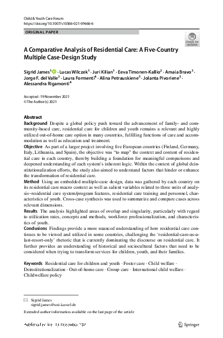 (PDF) A Comparative Analysis of Residential Care: A Five-Country ...