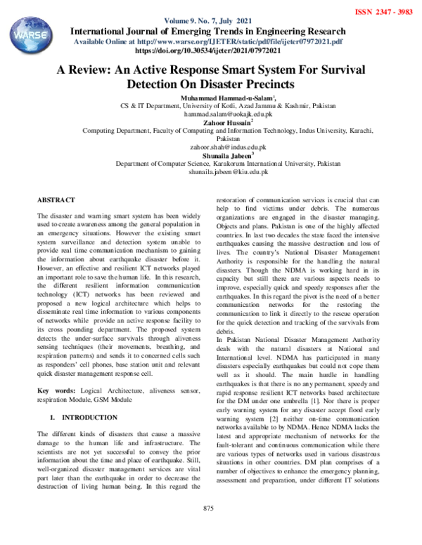 (PDF) A Review: An Active Response Smart System For Survival Detection ...