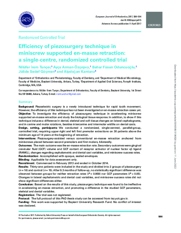 (PDF) Efficiency of piezosurgery technique in miniscrew supported en-masse retraction: a single ...