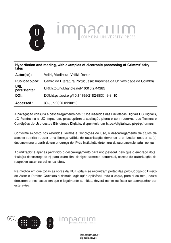 (PDF) Hyperfiction and Reading, with Examples of Electronic Processing ...