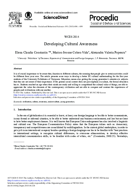(PDF) Developing Cultural Awareness