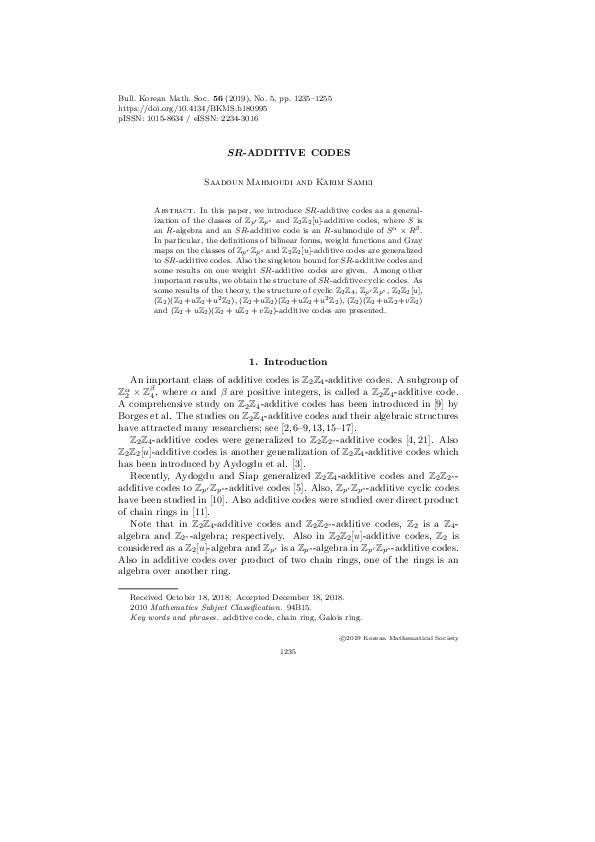 (PDF) SR-Additive Codes