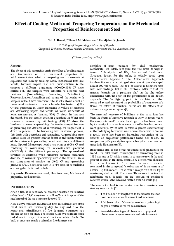 (PDF) Effect of Cooling Media and Tempering Temperature on the Mechanical Properties of ...
