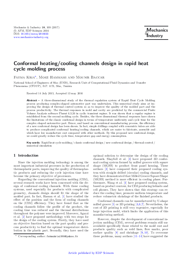 (PDF) Conformal heating/cooling channels design in rapid heat cycle ...