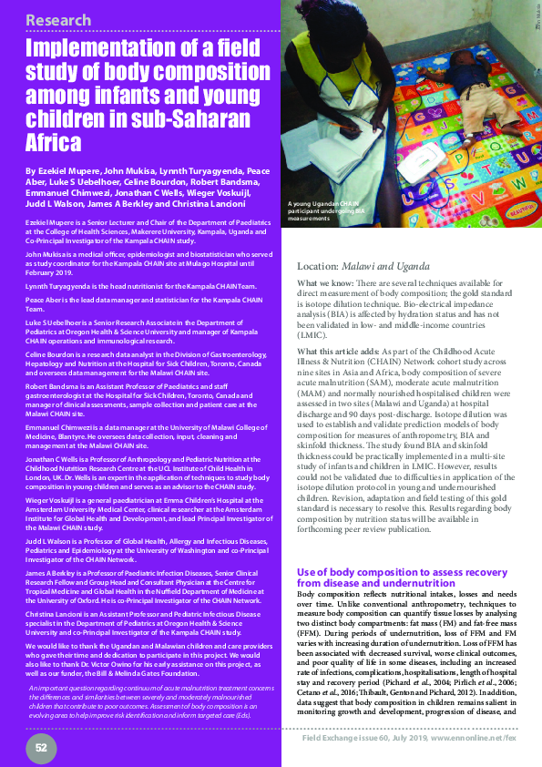 Implementation of a field study of body composition among infants and ...