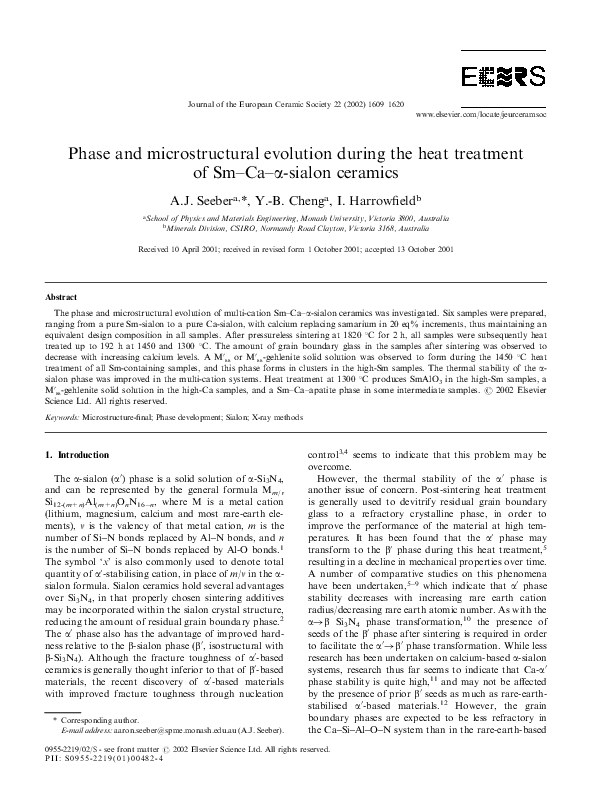 (PDF) Phase and microstructural evolution during the heat treatment of ...