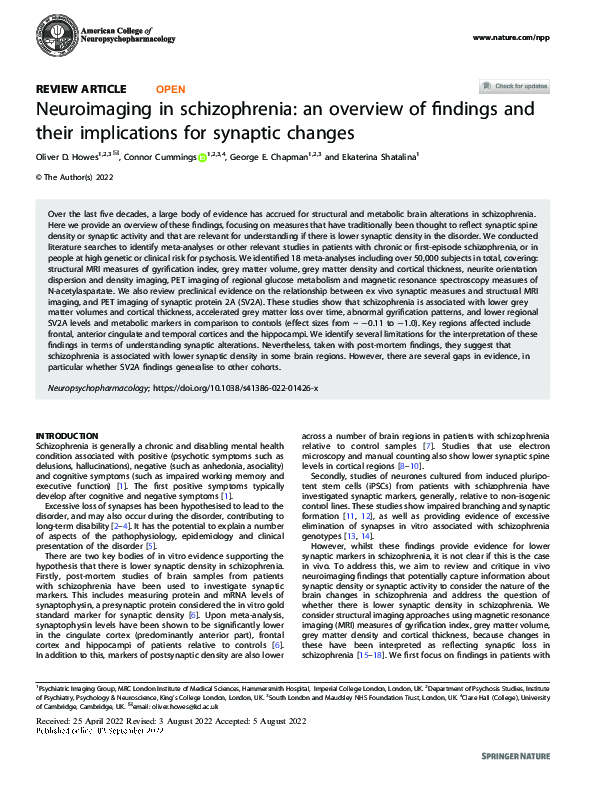 (PDF) Neuroimaging in schizophrenia: an overview of findings and their implications for synaptic ...