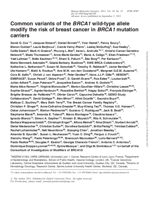 (PDF) Common variants of the BRCA1 wild-type allele modify the risk of ...
