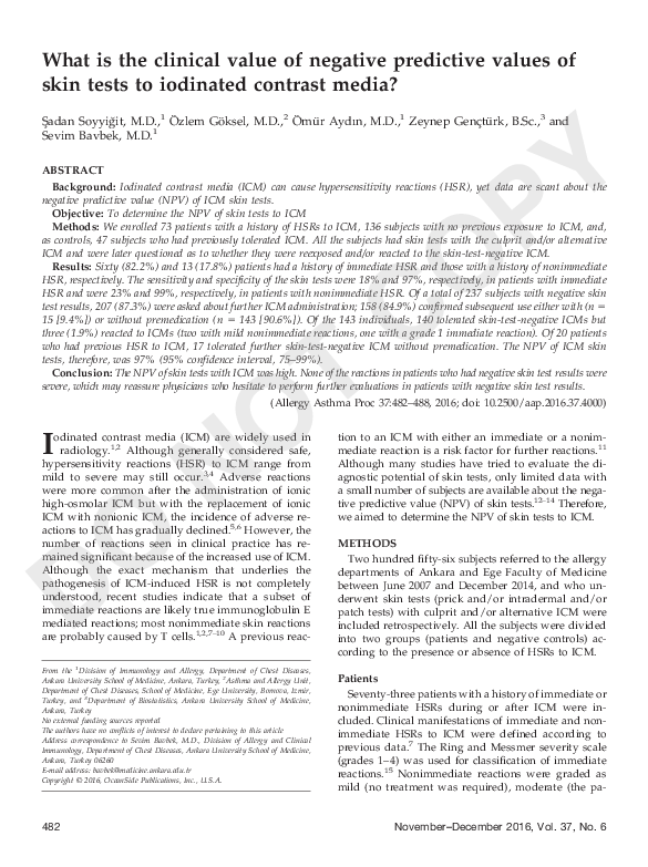 (PDF) What is the clinical value of negative predictive values of skin ...
