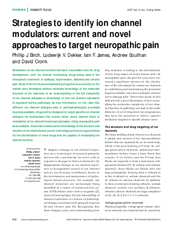 (PDF) Strategies to identify ion channel modulators: current and novel ...