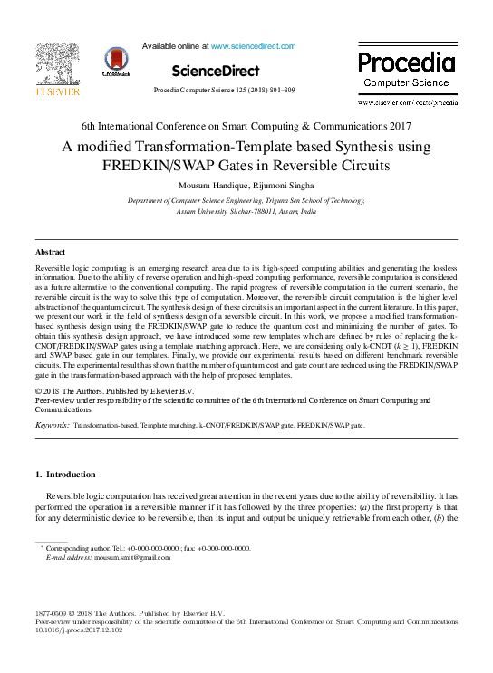 (PDF) A modified Transformation-Template based Synthesis using FREDKIN ...