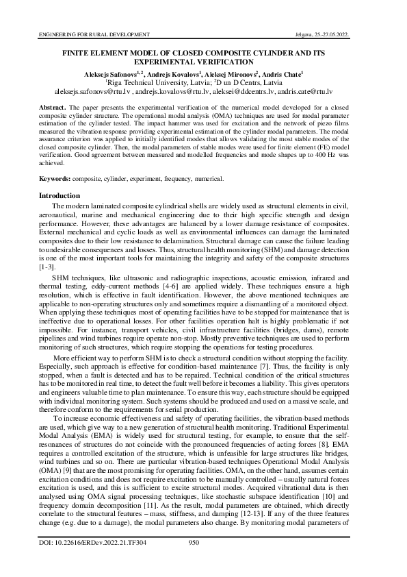 (PDF) Finite element model of closed composite cylinder and its experimental verification