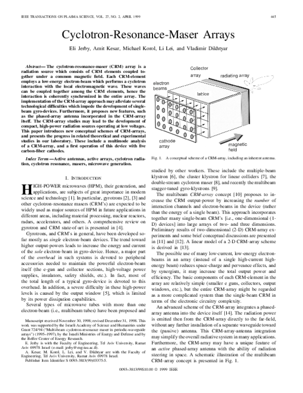 (PDF) Cyclotron-resonance-maser arrays