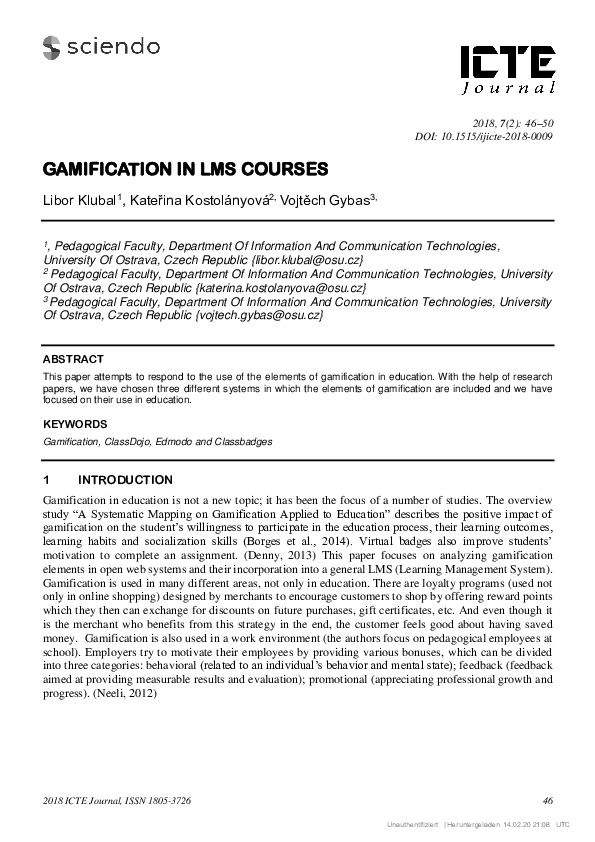 (PDF) Gamification in LMS Courses