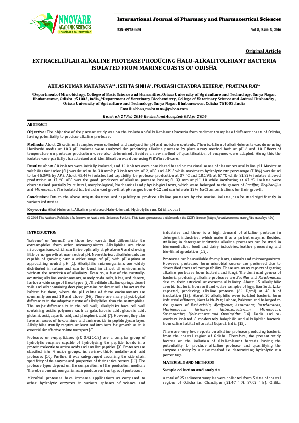 (PDF) Extracellular Alkaline Protease Producing Halo-Alkalitolerant ...