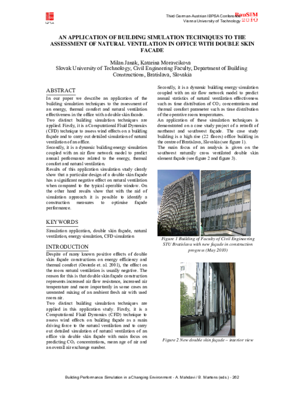 (PDF) An Application of Building Simulation Techniques to the ...