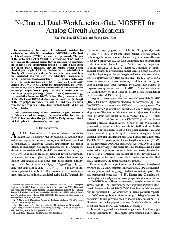 (PDF) N-Channel Dual-Workfunction-Gate MOSFET for Analog Circuit ...