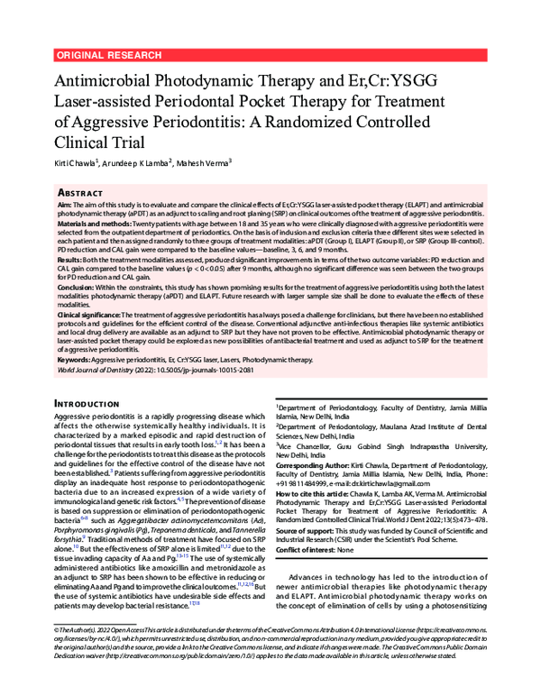 (PDF) Antimicrobial Photodynamic Therapy and Er,Cr:YSGG Laser-assisted ...