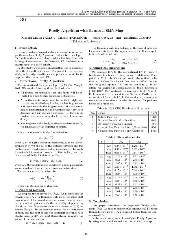 Pdf Firefly Algorithm With Bernoulli Shift Map Shafwan Aziz