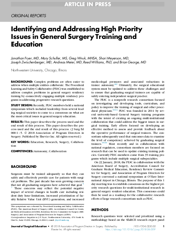 (PDF) Identifying and Addressing High Priority Issues in General ...