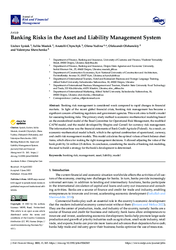 (PDF) Banking Risks in the Asset and Liability Management System
