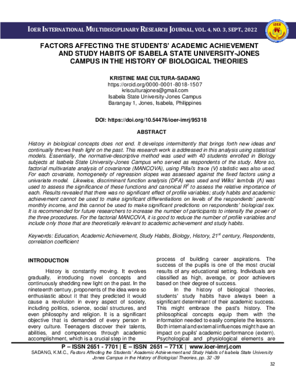 (PDF) FACTORS AFFECTING THE STUDENTS' ACADEMIC ACHIEVEMENT AND STUDY ...