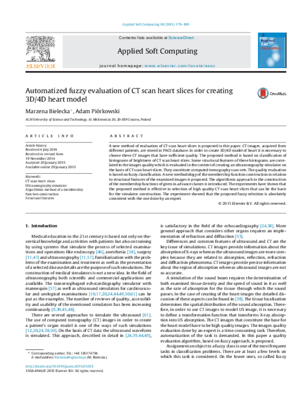 (PDF) Automatized fuzzy evaluation of CT scan heart slices for creating ...