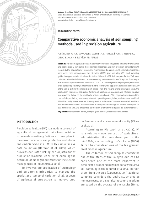 (PDF) Comparative economic analysis of soil sampling methods used in ... (PDF) Comparative economic analysis of soil sampling methods used in ...