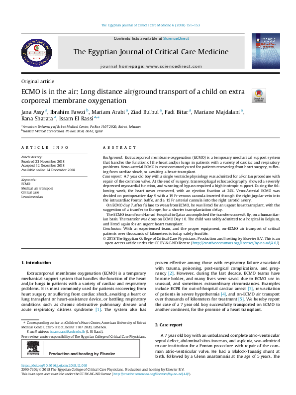 (PDF) ECMO is in the air: Long distance air/ground transport of a child ...