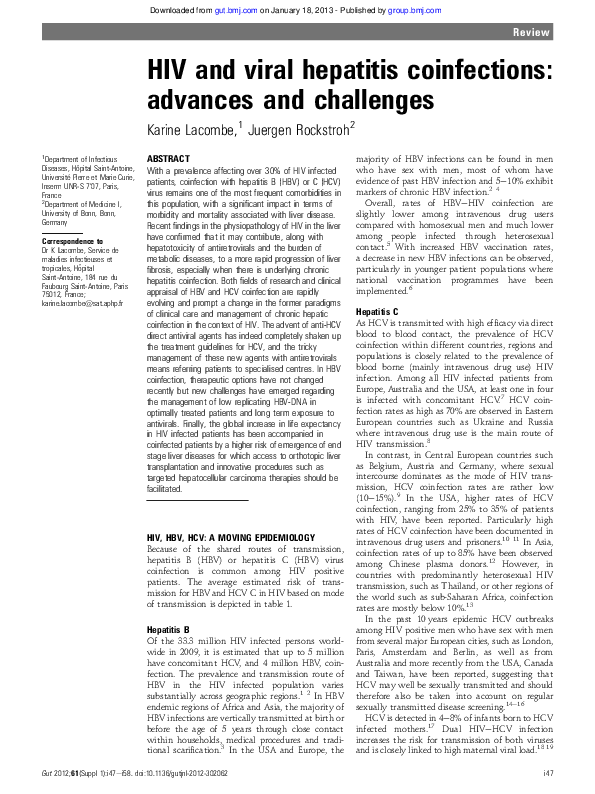 (PDF) HIV and viral hepatitis coinfections: advances and challenges