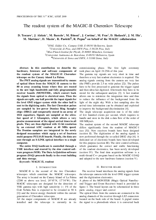 Pdf The Readout System Of The Magic Ii Cherenkov Telescope