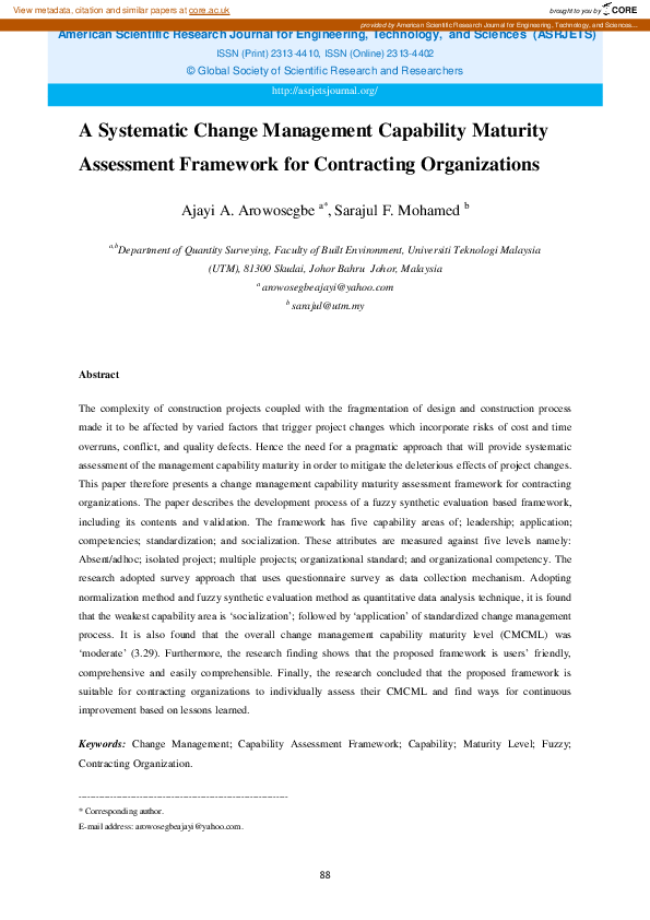 (PDF) A Systematic Change Management Capability Maturity Assessment ...
