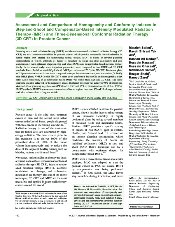 (PDF) Assessment and Comparison of Homogeneity and Conformity Indexes ...
