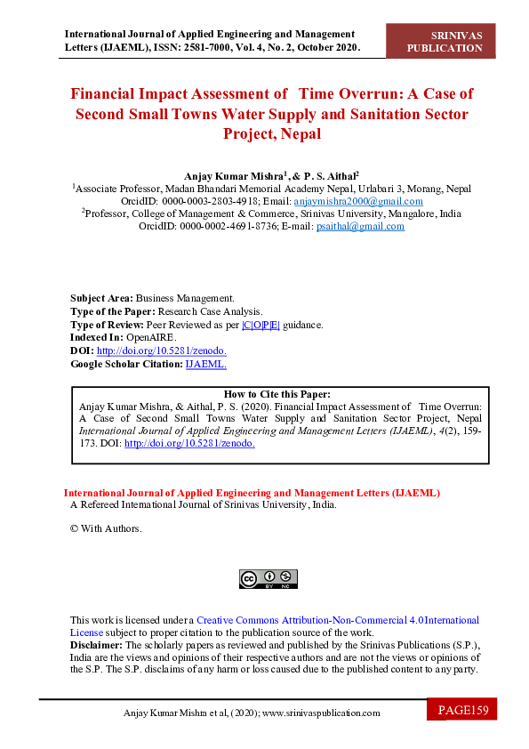 (PDF) Financial Impact Assessment of Time Overrun: A Case of Second ...