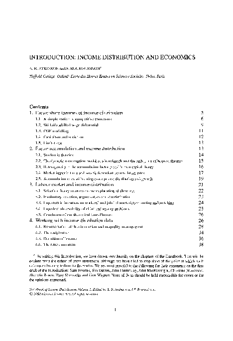 (PDF) Introduction: Income distribution and economics