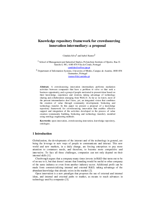 (PDF) Knowledge Repository Framework for Crowdsourcing Innovation ...