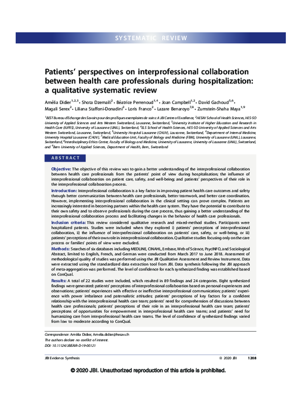 (PDF) Patients’ perspectives on interprofessional collaboration between health care ...