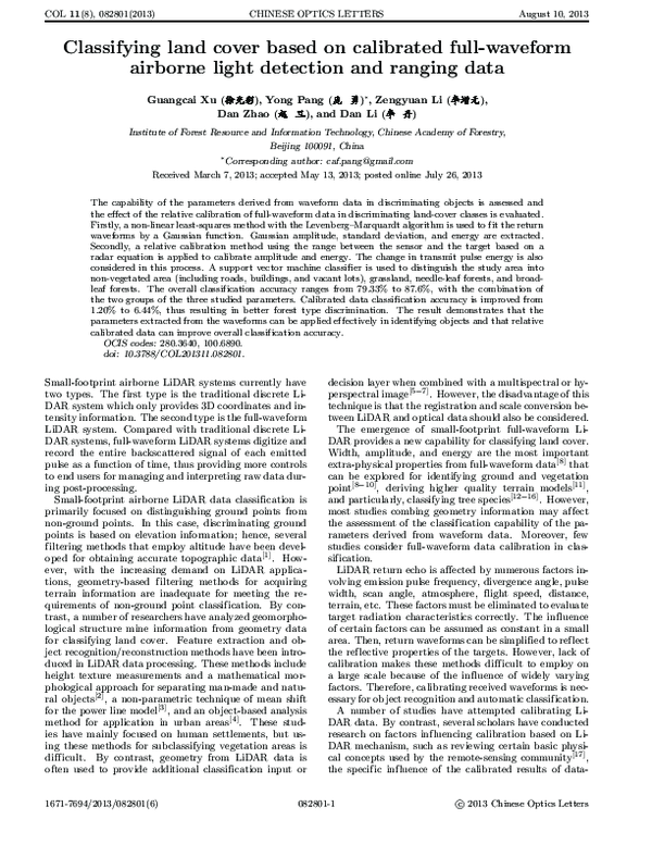 (PDF) Improving Land Cover Classification with LiDAR