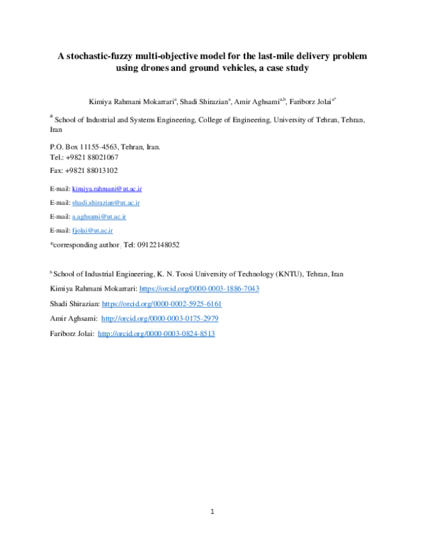 Pdf A Stochastic Fuzzy Multi Objective Model For The Last Mile