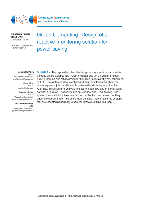 (PDF) Green Computing: Design of a Reactive Monitoring Solution for ...