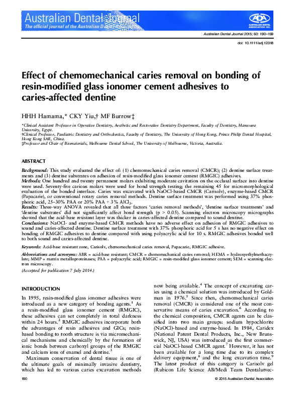 (PDF) Effect of chemomechanical caries removal on bonding of self ...
