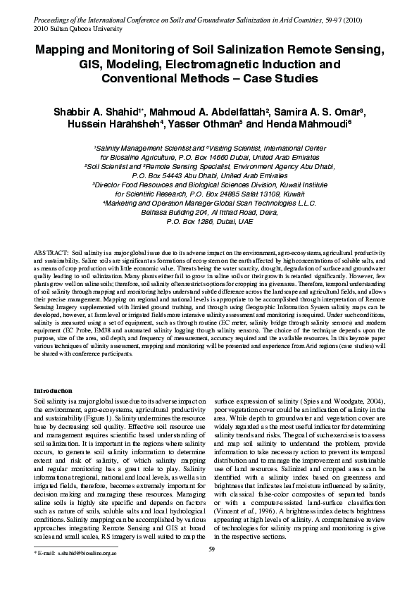 (PDF) Mapping and Monitoring of Soil Salinization - Remote Sensing, GIS, Modeling ...