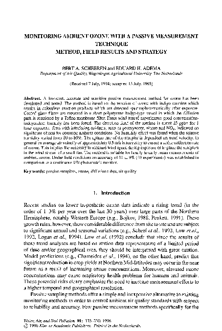 (PDF) Monitoring ambient ozone with a passive measurement technique ...