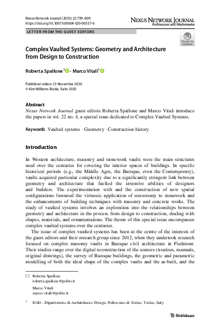 (PDF) Complex Vaulted Systems: Geometry and Architecture from Design to ...